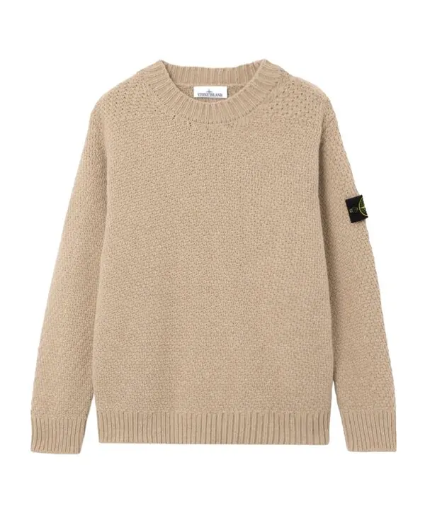 Stone Island Textured Crew Neck Knitted Jumper - Biscuit
