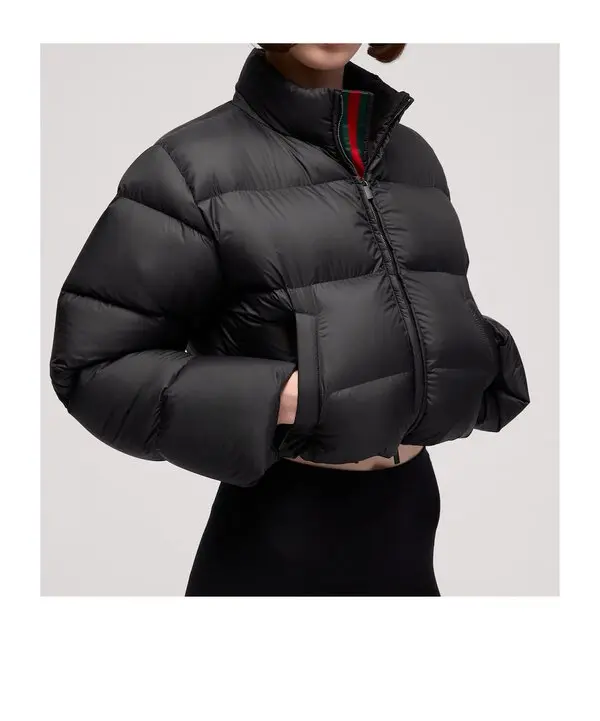 Gucci Crest Embroidered Puffer Jacket - Black