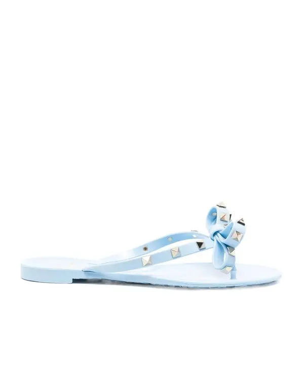 Valentino Garavani Rockstud Bow Detailed Sandals - Blue
