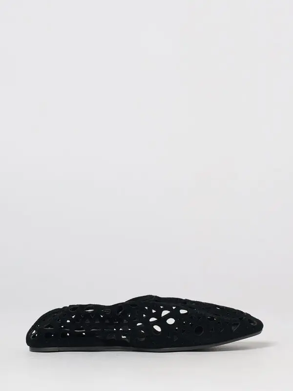 Alaïa Alaia Vienne Perforated Suede Ballet Flats With Elasticated Heel - Black