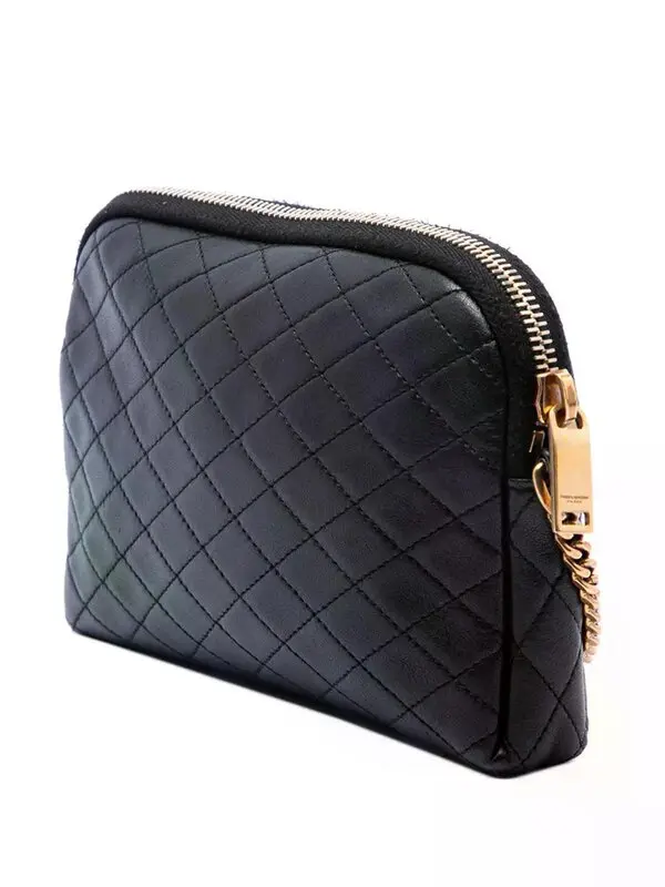 Saint Laurent 2022 Mini Quilted Lambskin Gaby Zippered Pouch Crossbody Bag