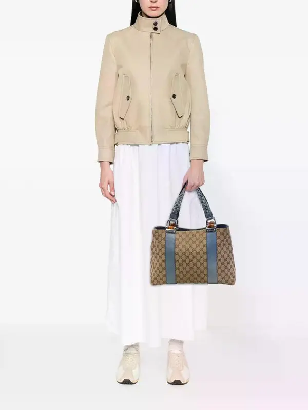Gucci 2021-2026 Medium Gg Canvas Bamboo Libeccio Tote Bag
