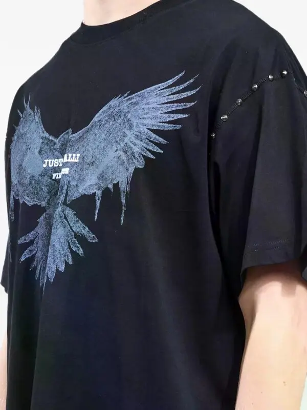 Just Cavalli Stud-embellished Eagle-print T-shirt
