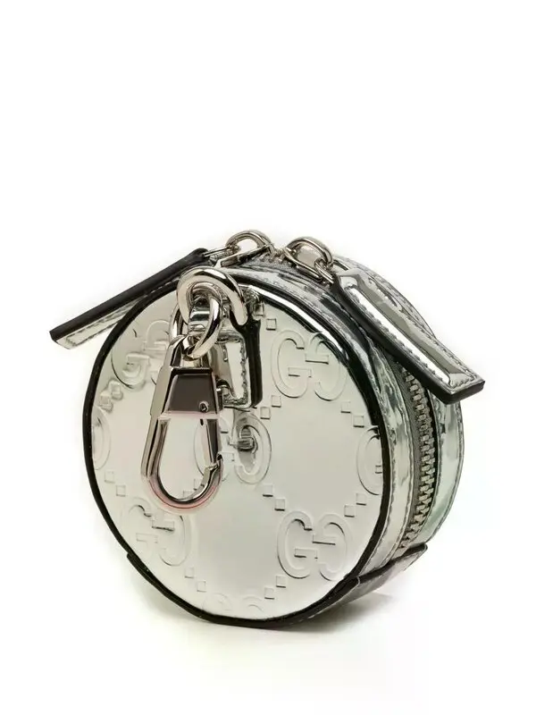 Gucci 2016-2026 Guccissima Mirror Effect Round Purse Coin Pouch - Silver