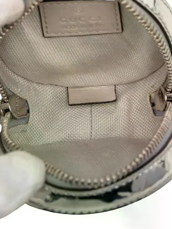 Gucci 2016-2026 Guccissima Mirror Effect Round Purse Coin Pouch