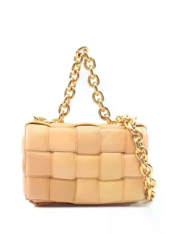 Bottega Veneta 2012-2026 Nappa Intrecciato Padded Chain Cassette Satchel - Neutrals