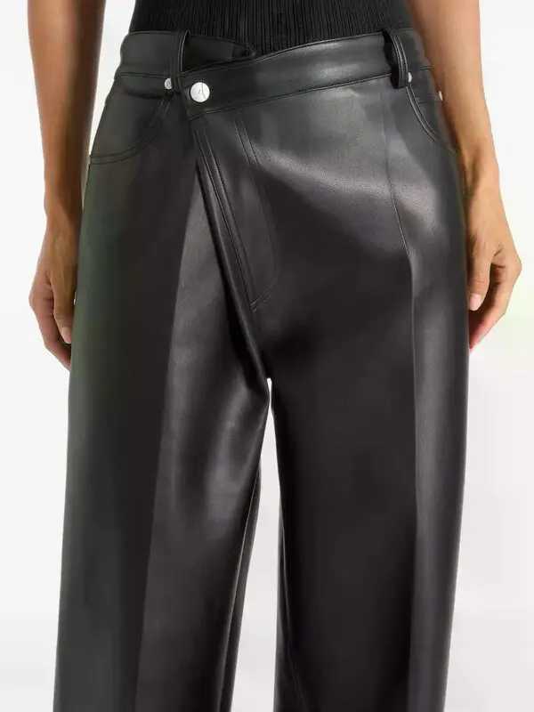 Manière De Voir Astrid Wrapover Wide Leg Leather Trousers