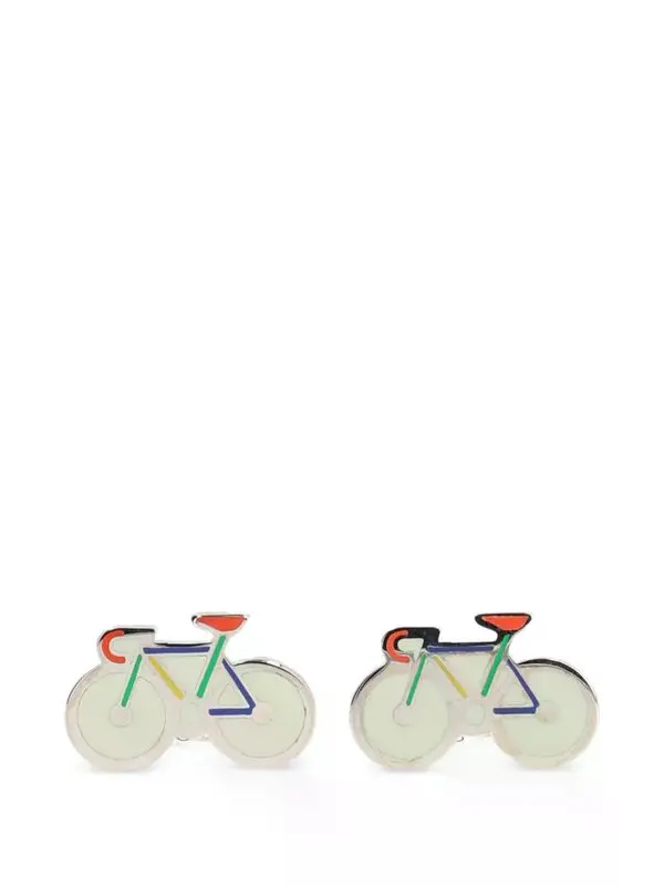 Paul Smith Bicycle-motif Enamel-plated Cufflinks - Silver