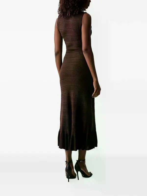 MORGAN Ruffled Midi Dress - Brown