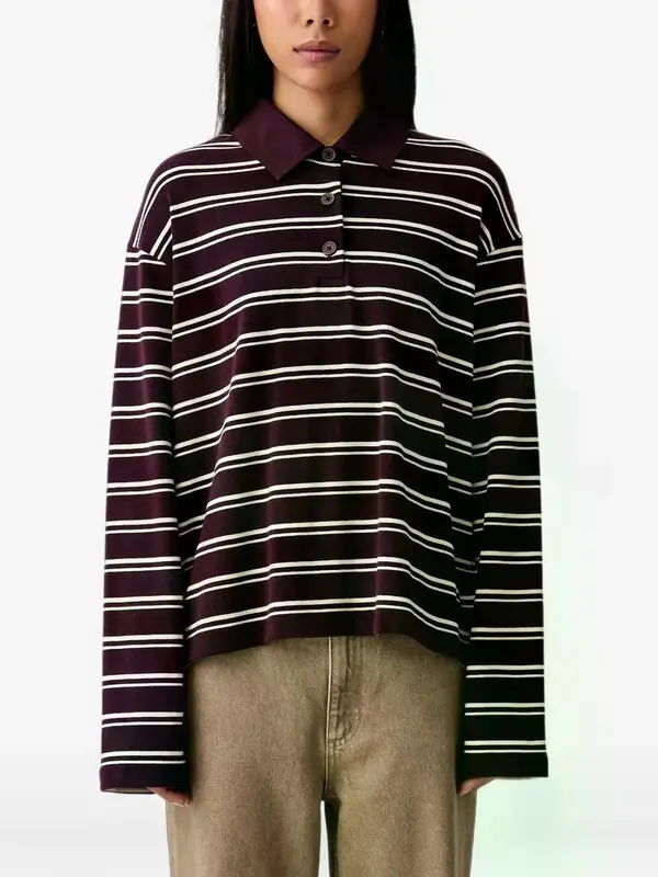 Marc O'polo Striped Long-sleeve Polo Shirt - Red