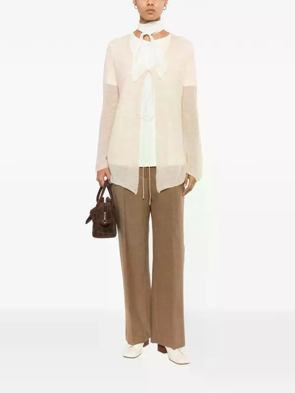 YEAREAST Tie-fastening Fine-knit Cardigan