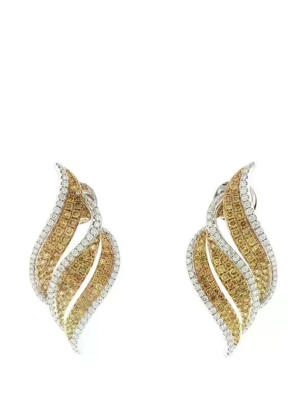 HYT JEWELRY Diamond Leaf Earrings - Silver