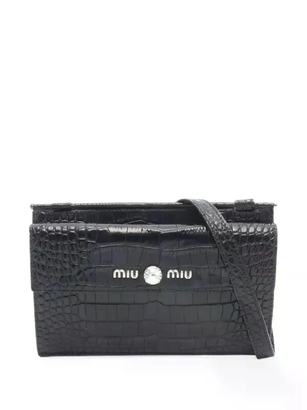 Miu Miu 2010s Crocodile-embossed Mini Bag - Black