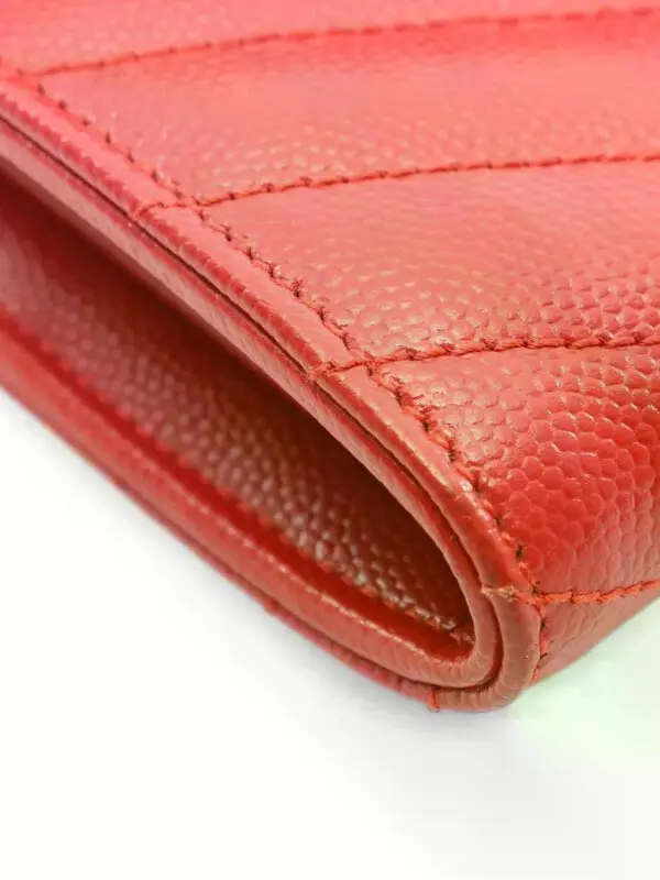 Saint Laurent 2010s Cassandre Matelassé Long Wallet - Red