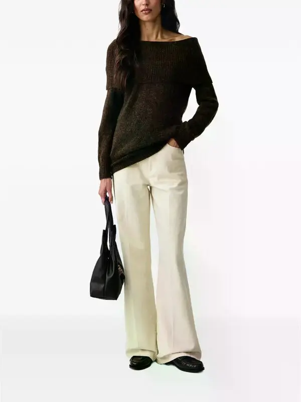 MOS MOSH Mape Off-shoulder Ribbed-knit Sweater - Brown