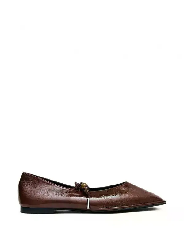 ALOHAS Bead-embellished Square-toe Ballet Flats - Brown