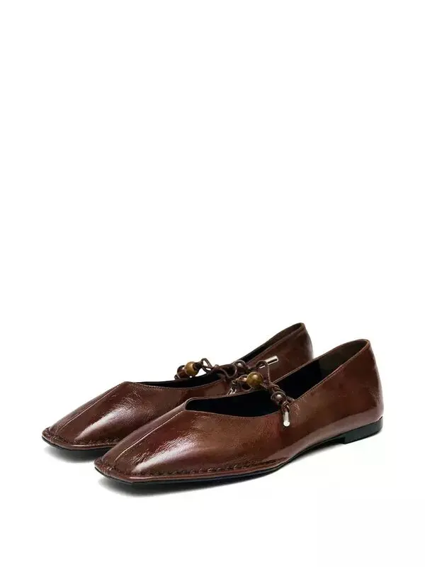 ALOHAS Bead-embellished Square-toe Ballet Flats