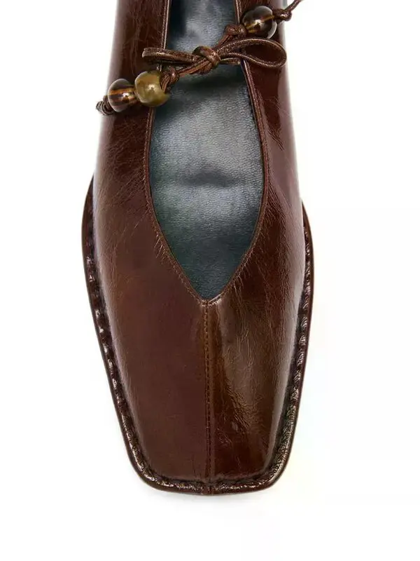ALOHAS Bead-embellished Square-toe Ballet Flats
