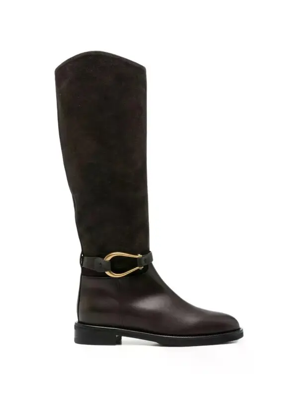Roberto Festa Nia Suede-panelled Buckle-strap Boots - Brown