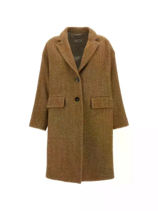 Alberto Biani Herringbone-pattern Single-breasted Coat