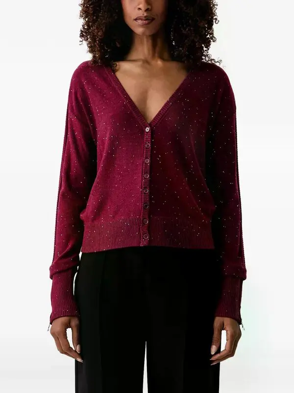 Patrizia Pepe Rhinestone-embellished Cardigan - Red
