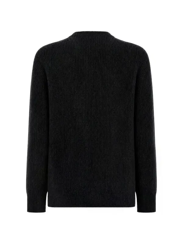 AMARANTO Ribbed-knit Button-neck Sweater