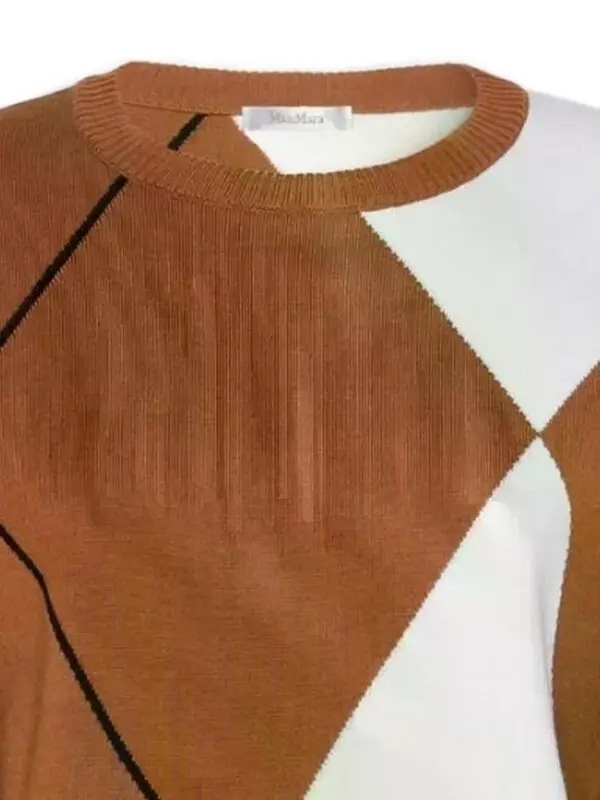 Max Mara Geometric-pattern Cropped Sweater - Brown
