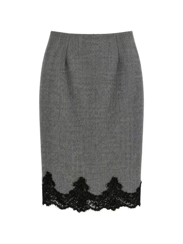 CLIPS Herringbone Lace-trim Skirt