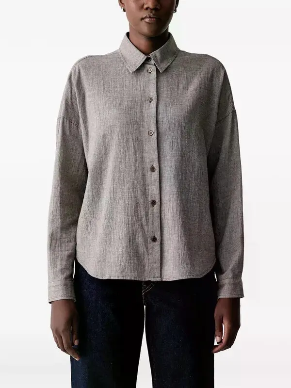Marc O'polo Houndstooth-pattern Dropped-shoulder Shirt - Grey