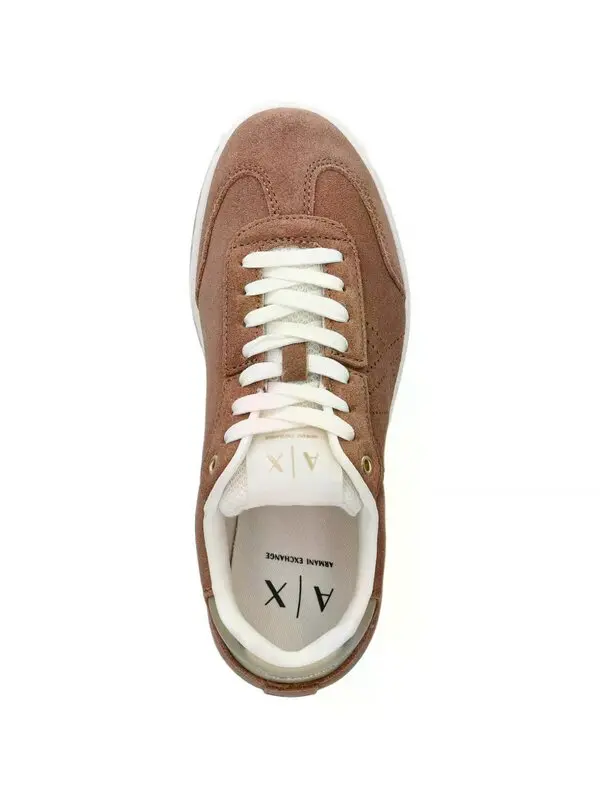 Armani Exchange Perforated-logo Suede Sneakers - Brown