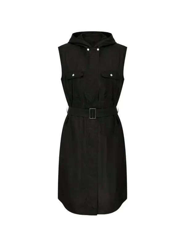Rick Owens Belted Hooded Sleeveless Coat