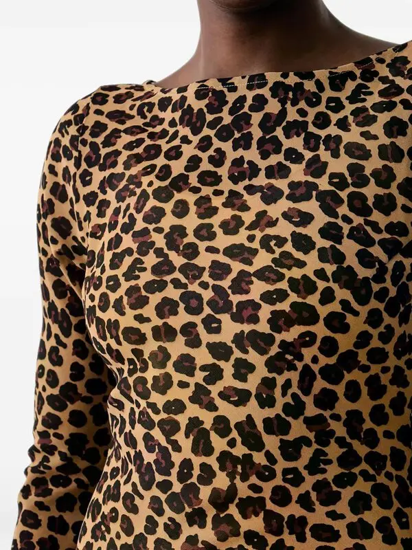 NEVER FULLY DRESSED Leopard-print Lace-trim Midi Dress