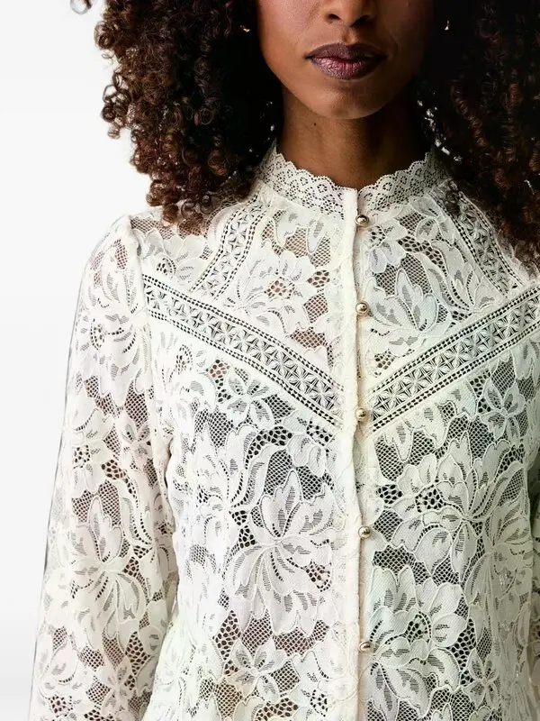 MORGAN Floral-lace High-neck Shirt