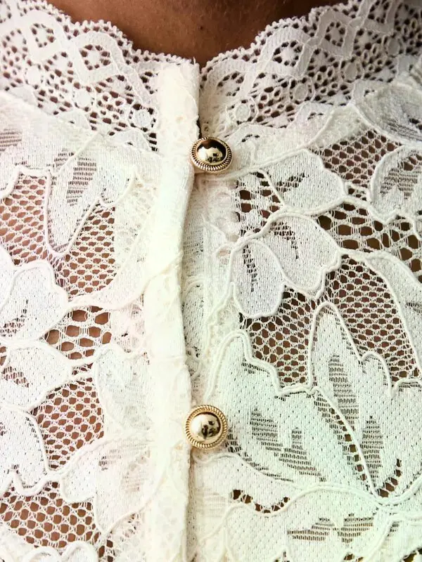 MORGAN Floral-lace High-neck Shirt