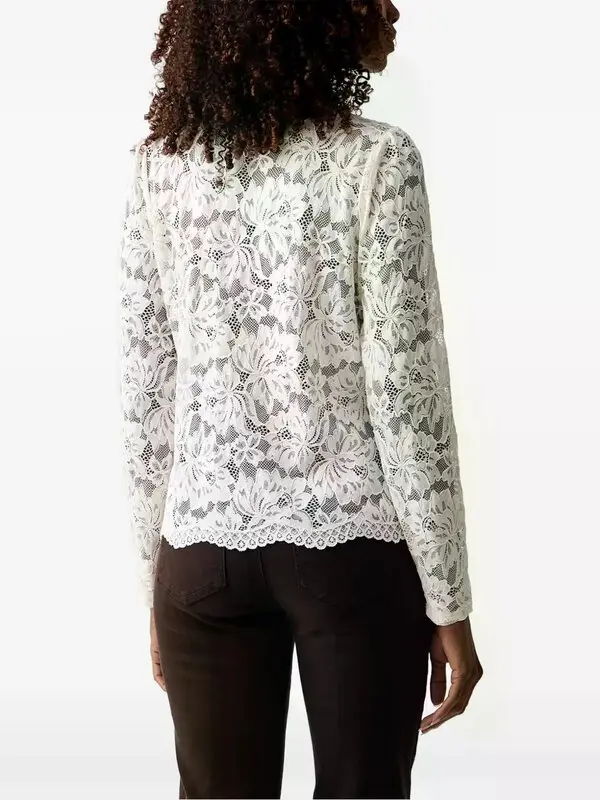 MORGAN Floral-lace High-neck Shirt