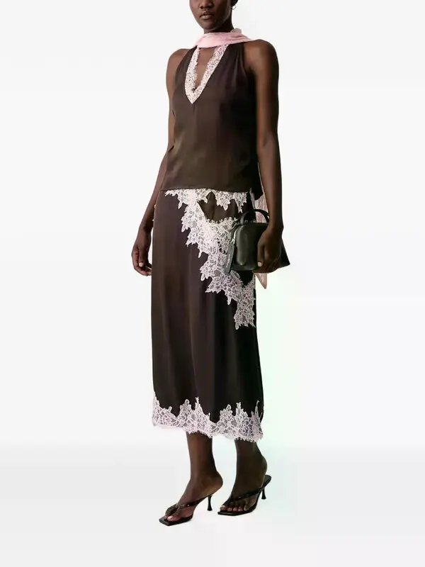 NEVER FULLY DRESSED Lace-trim Scarf-detail Top