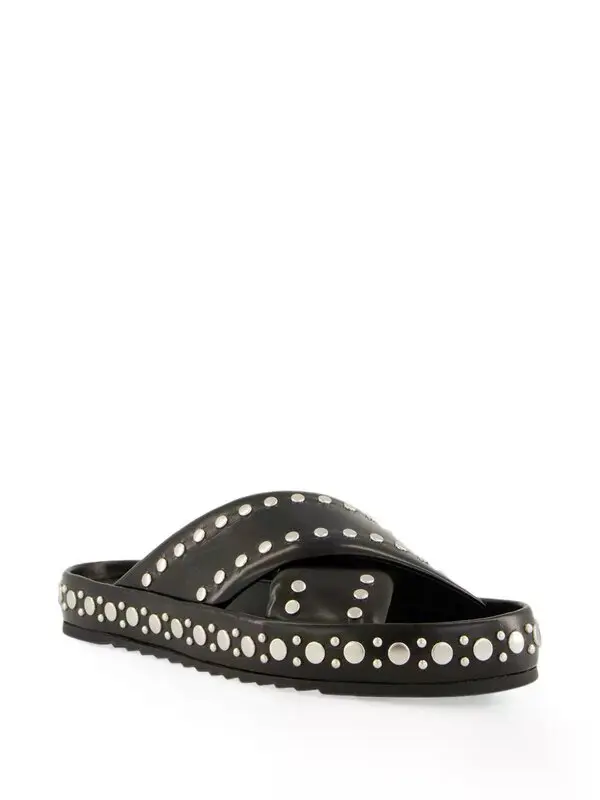 Fendi Stud-embellished Crossover-strap Slides