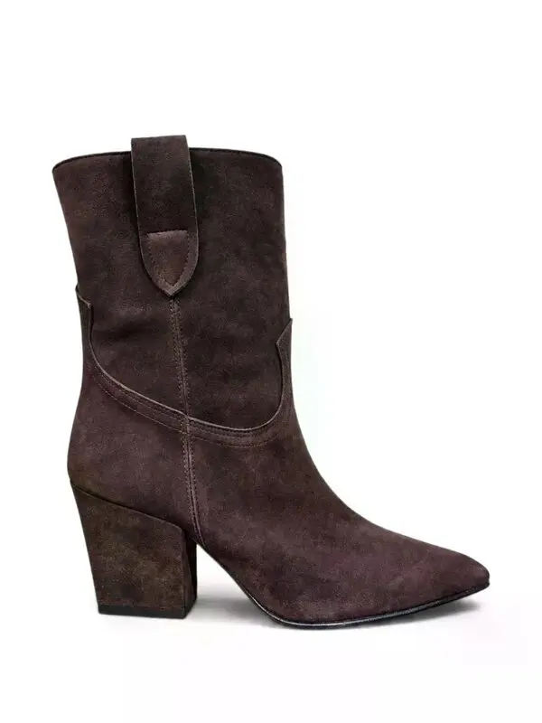 POCHE PARIS Izme Suede Cowboy Boots - Brown