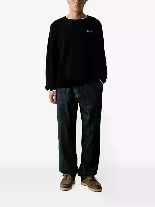 Armani Exchange Logo-embroidered Contrast-trim Sweater