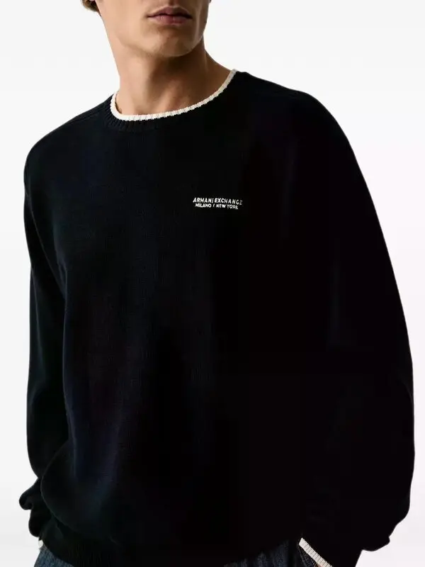 Armani Exchange Logo-embroidered Contrast-trim Sweater