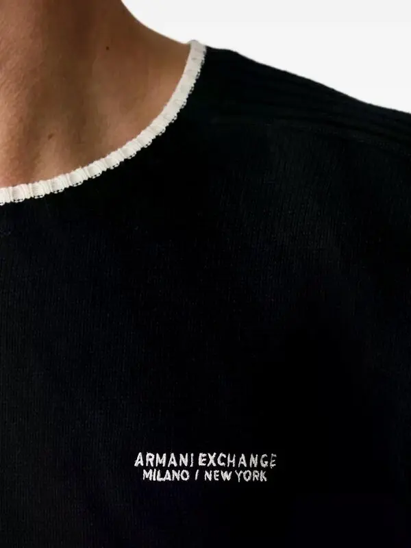 Armani Exchange Logo-embroidered Contrast-trim Sweater