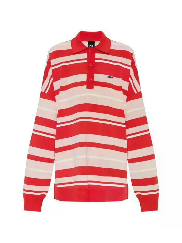 P.E Nation Strata Rugby Striped Long-sleeve Polo Shirt