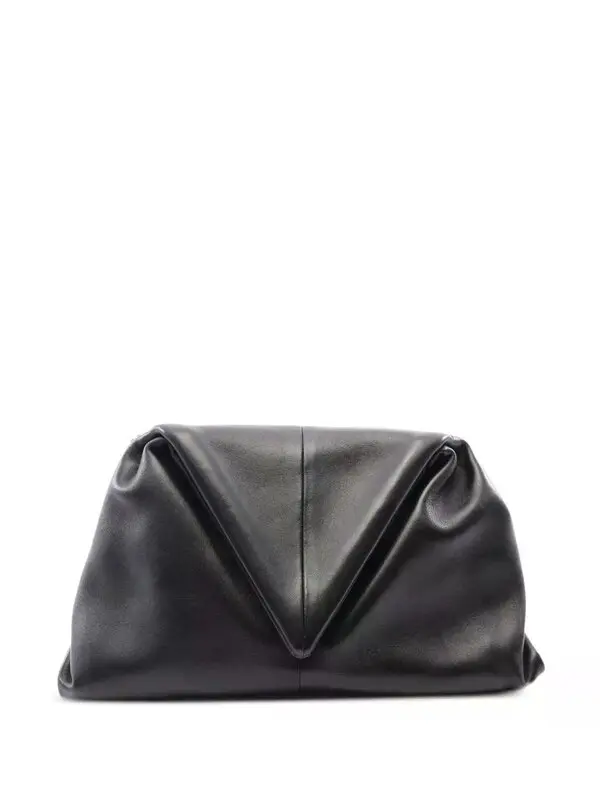 Bottega Veneta 2010s Triangle Flap Clutch Bag - Black