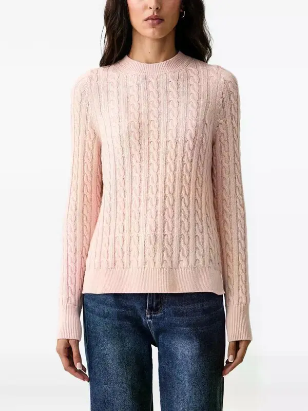 Barbour Ashdown Cable-knit Embroidered-logo Sweater - Pink