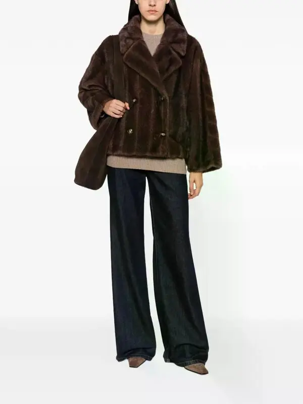 CENERE GB Double-breasted Faux-fur Coat