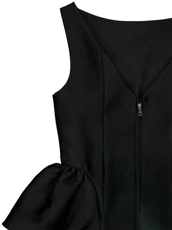 Roland Mouret Taffeta Gathered-hem Top