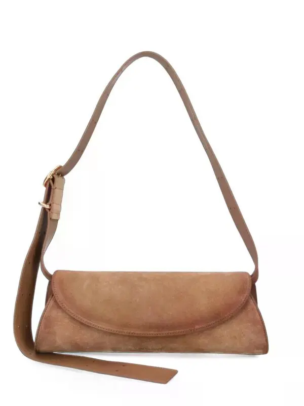 JIL SANDER Cannolo Small Leather And Suede Handbag With Adjustable Strap And Embossed Logo - Brown