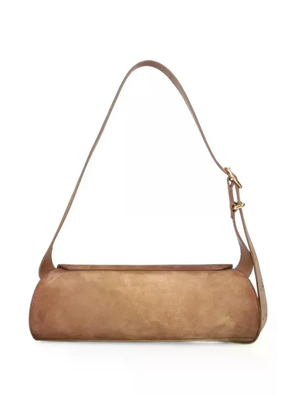 JIL SANDER Cannolo Small Leather And Suede Handbag With Adjustable Strap And Embossed Logo - Brown