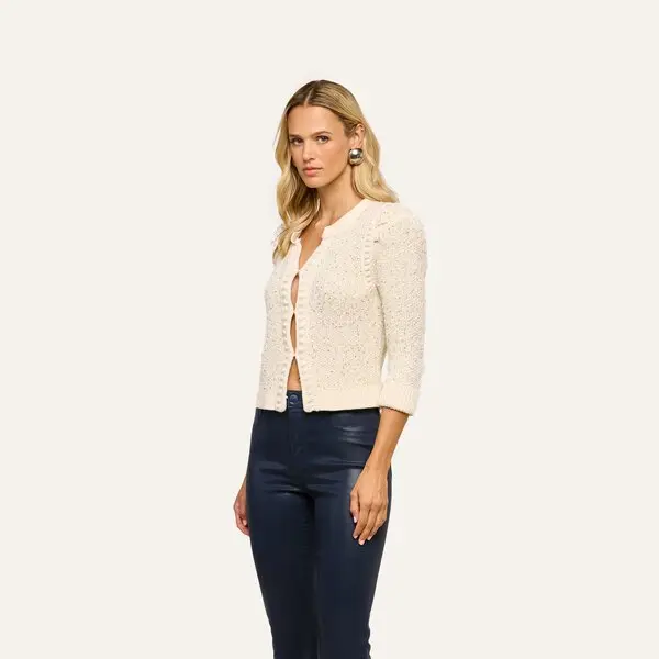 L'Agence Thistle Sequined Cardigan - Ivory/ecru/sequins