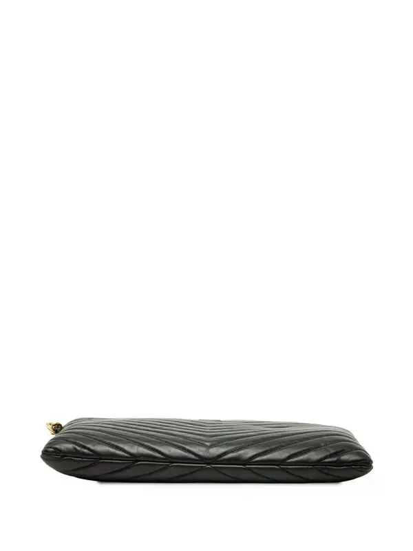 Saint Laurent 2018 Chevron Calfskin Monogram Tablet Pouch Clutch Bag